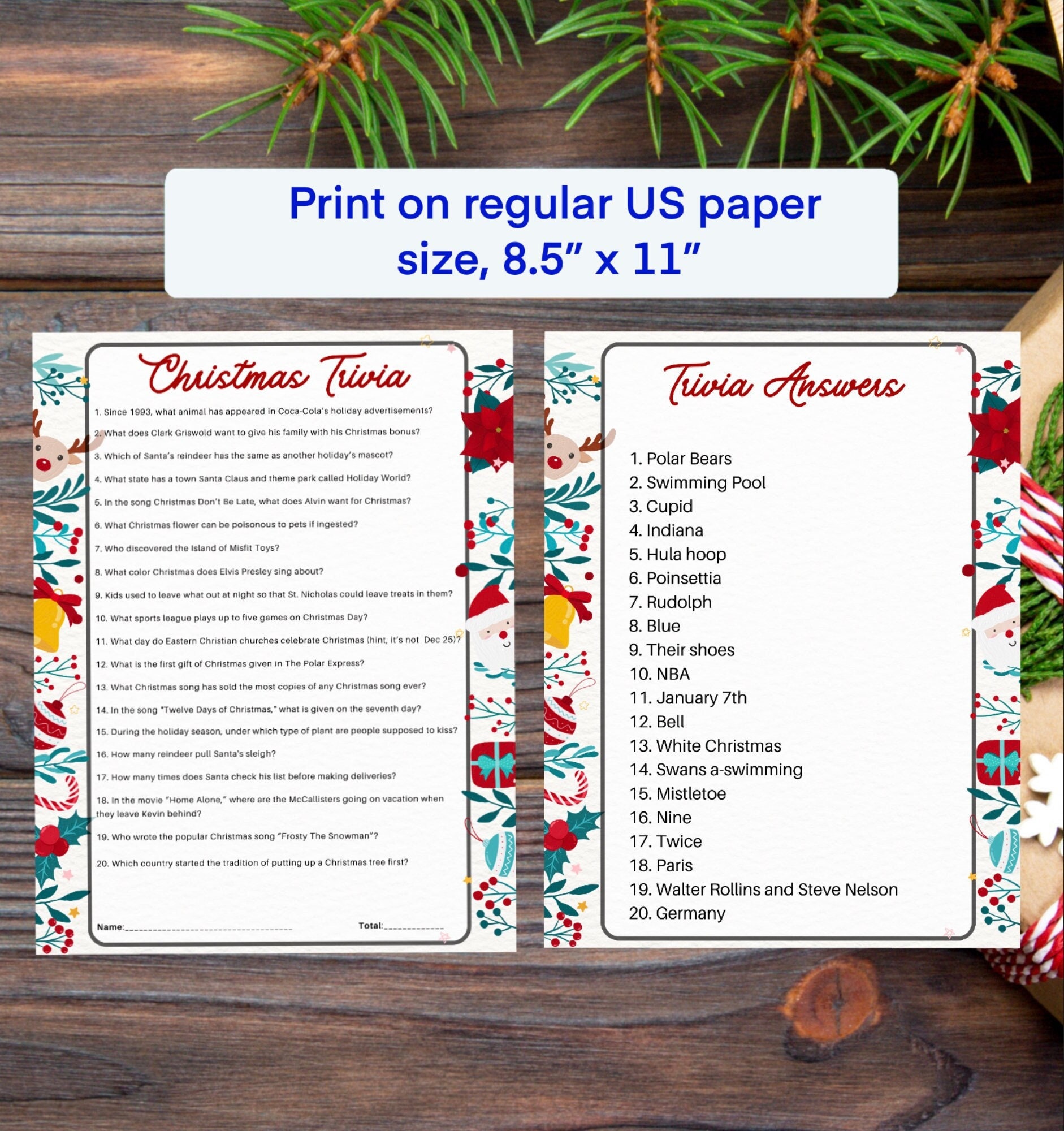 Christmas Trivia Party Game, Holiday Party Game, Family Holiday Trivia ...