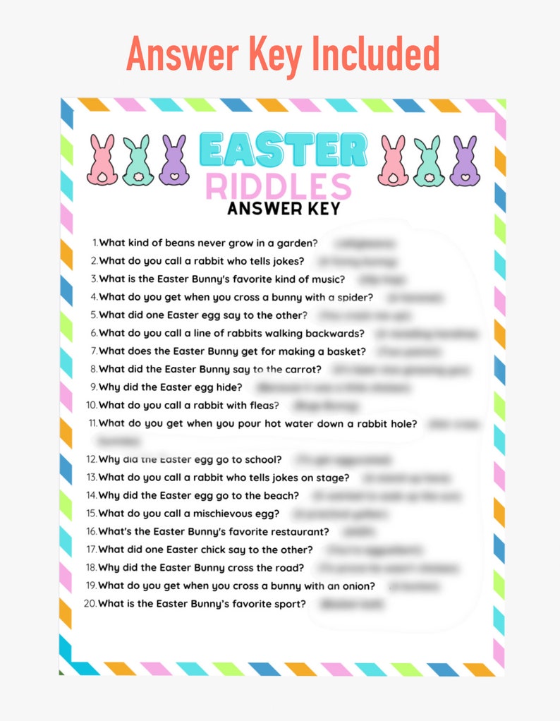 Easter Riddles for Kids, Kids Easter Game, Easter Classroom Activity ...
