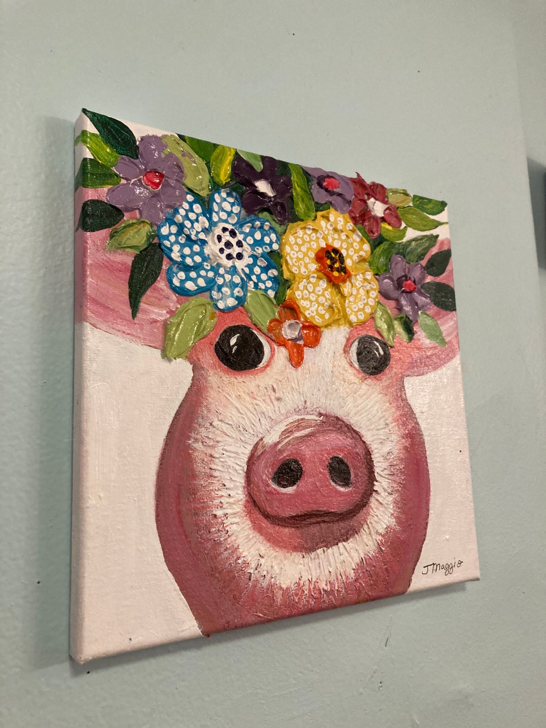Cute Pig, Acrylic Painting, Kids Room,bathroom, Mud Room - Etsy