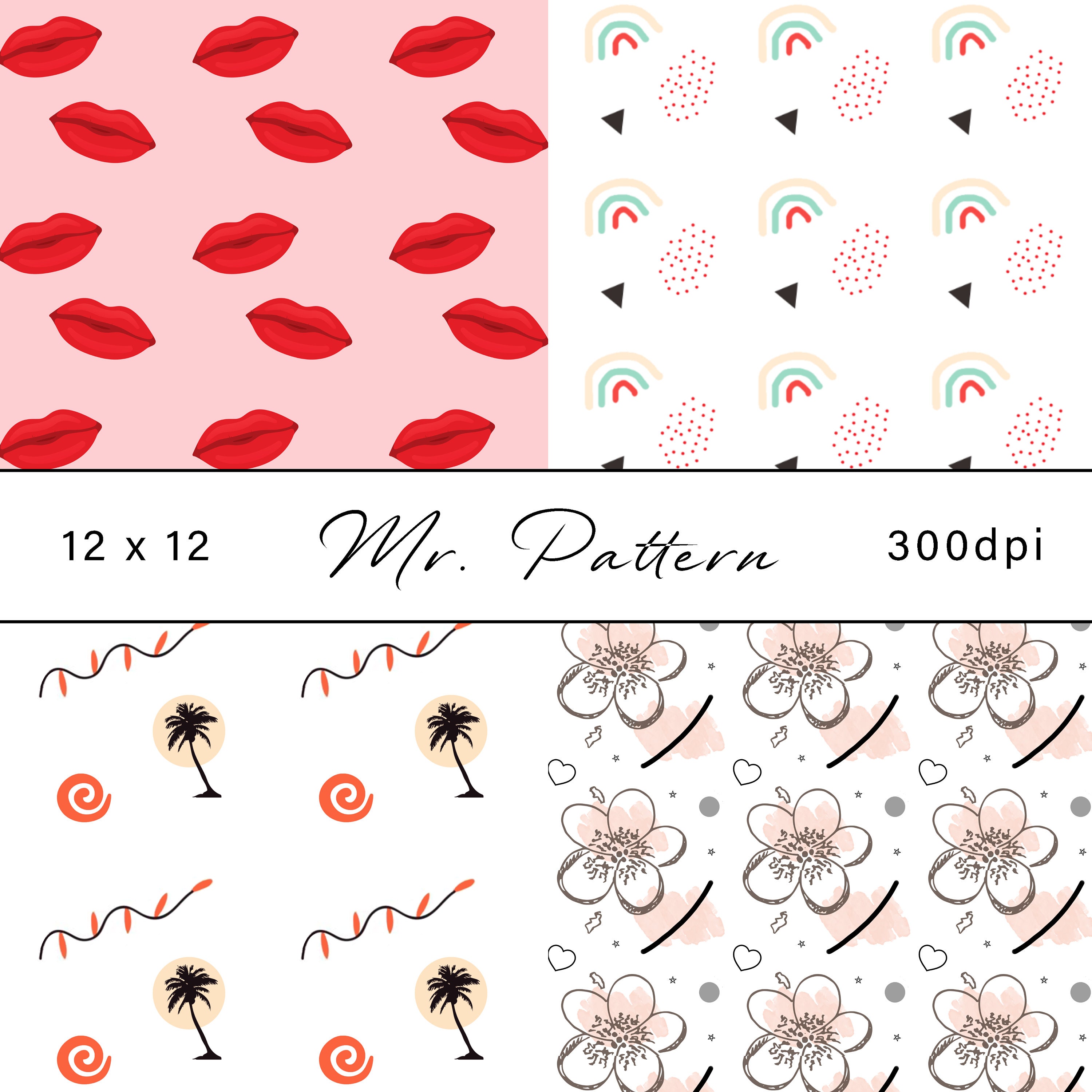 Cute Digital Patterns Set, Digital Design Patterns, Digital Art ...