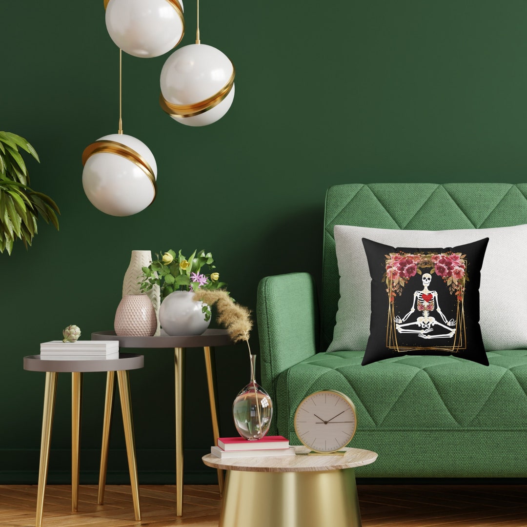 Compassion for All Meditating Skeleton Spun Poly Pillow Love Inner ...