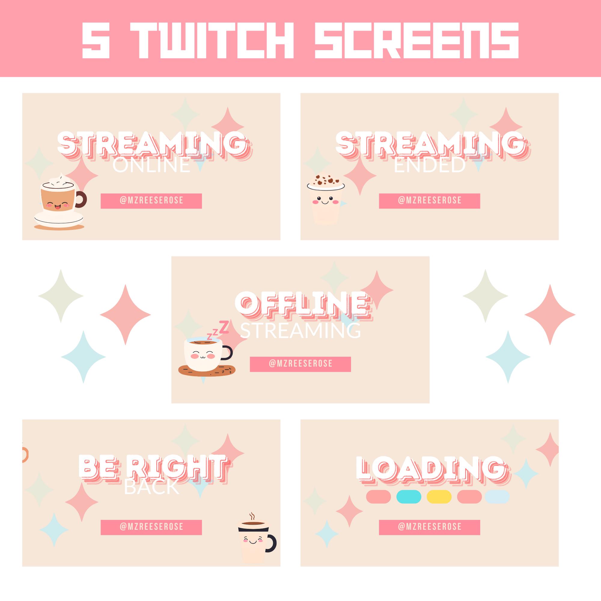 Cute Pink Coffee Cups Twitch Loading Screen | Stream Overlay | Kawaii ...