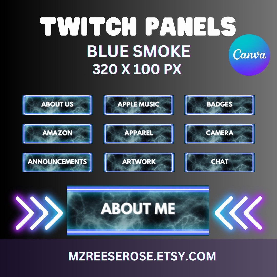 Blue Smoke Twitch Panels Customizable Streaming Overlays for Gamers ...