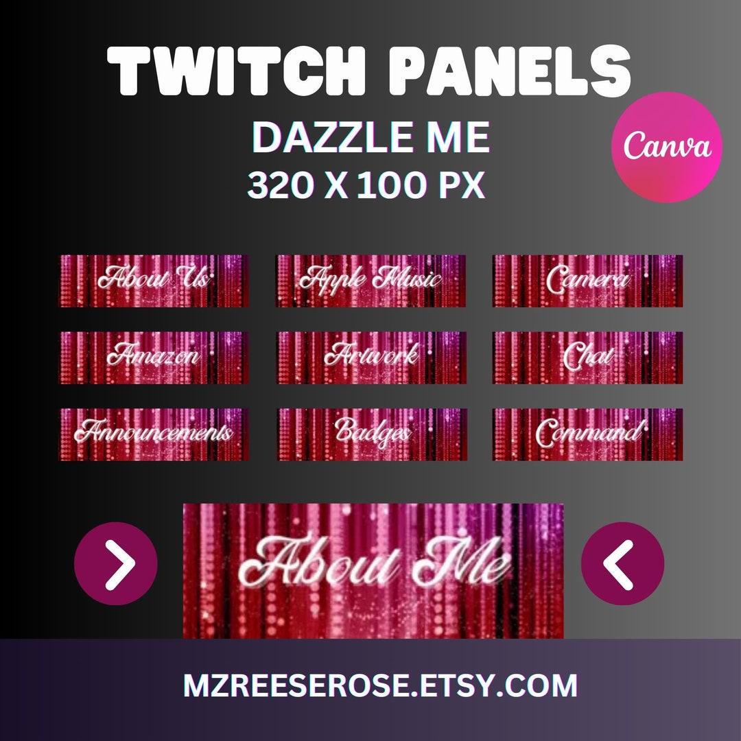 Animated Dazzle Me Twitch Panels|55 Pack - Etsy