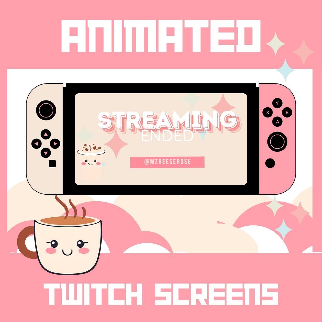 Cute Pink Coffee Cups Twitch Loading Screen | Stream Overlay | Kawaii ...