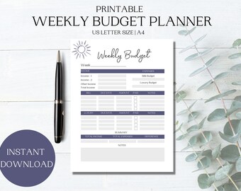 Printable Monthly Budget Planner, Finance Tracker, Paycheck Record ...