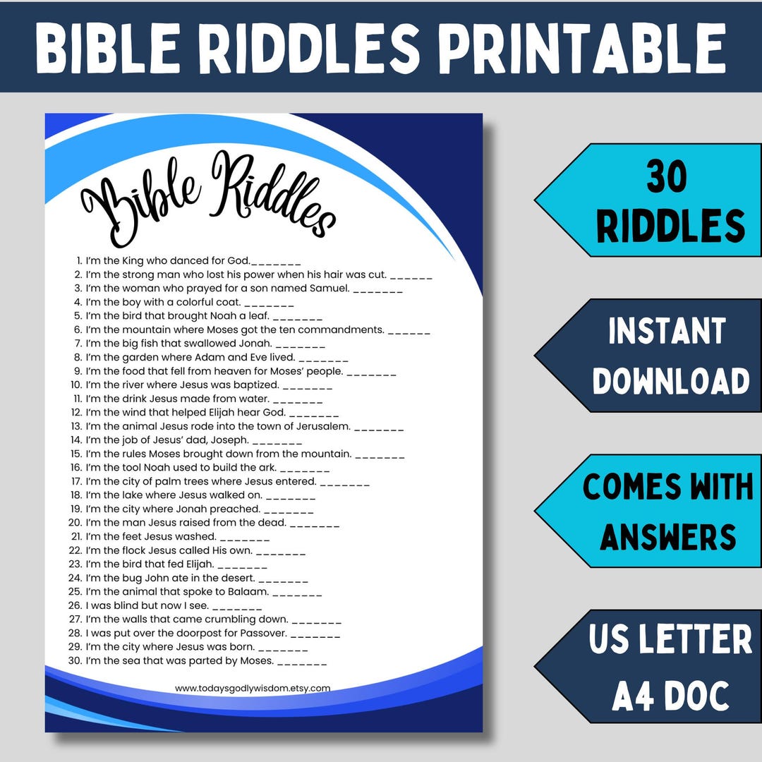 Bible Character Riddle Guessing Game for Learning the Bible Trivia ...