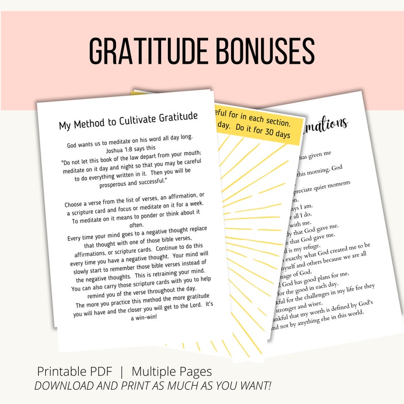 Christian Gratitude Journal Printable Bundle Mindfulness - Etsy