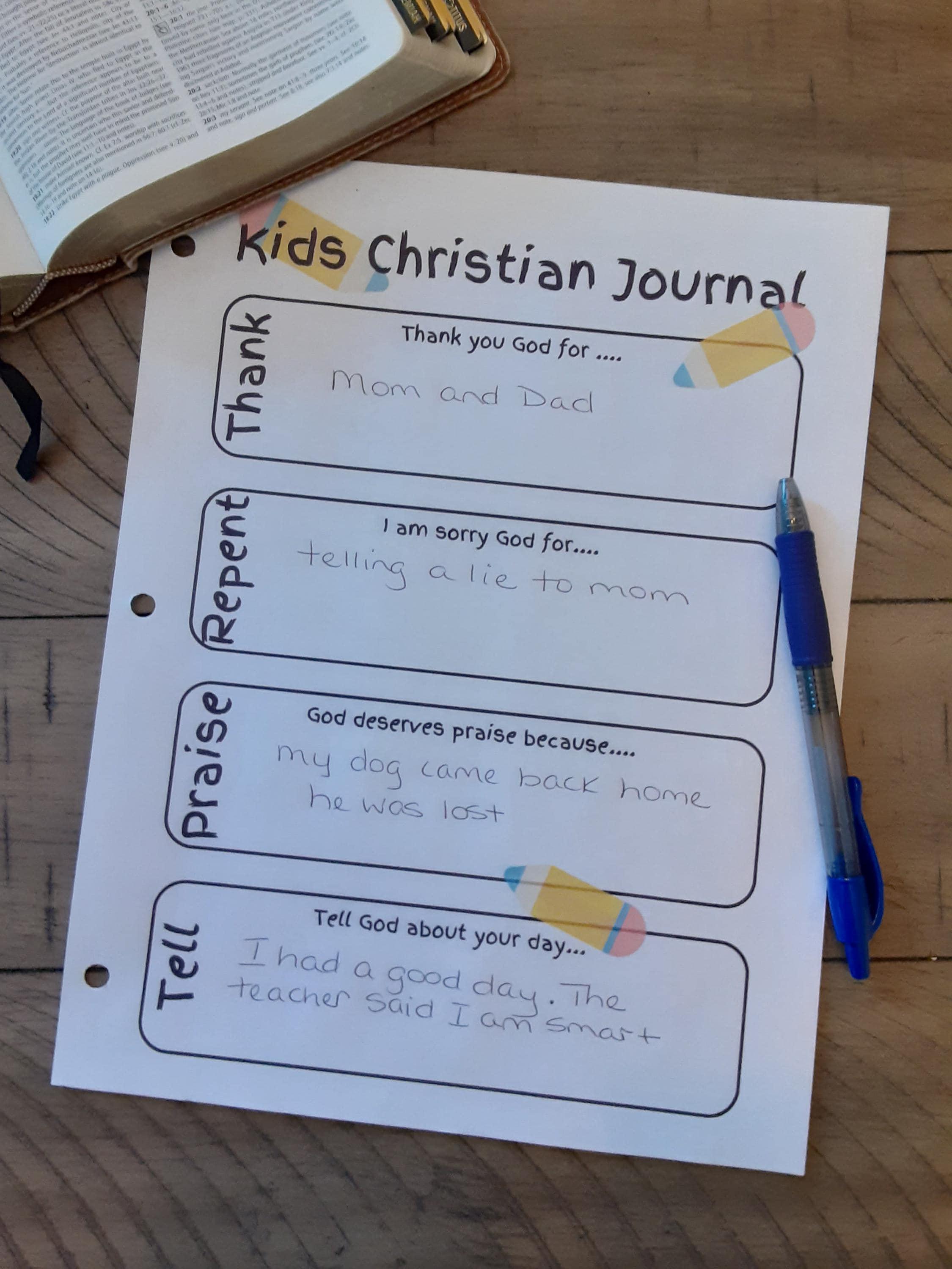 Childrens Prayer Journal Printable Template Sunday School Christian ...