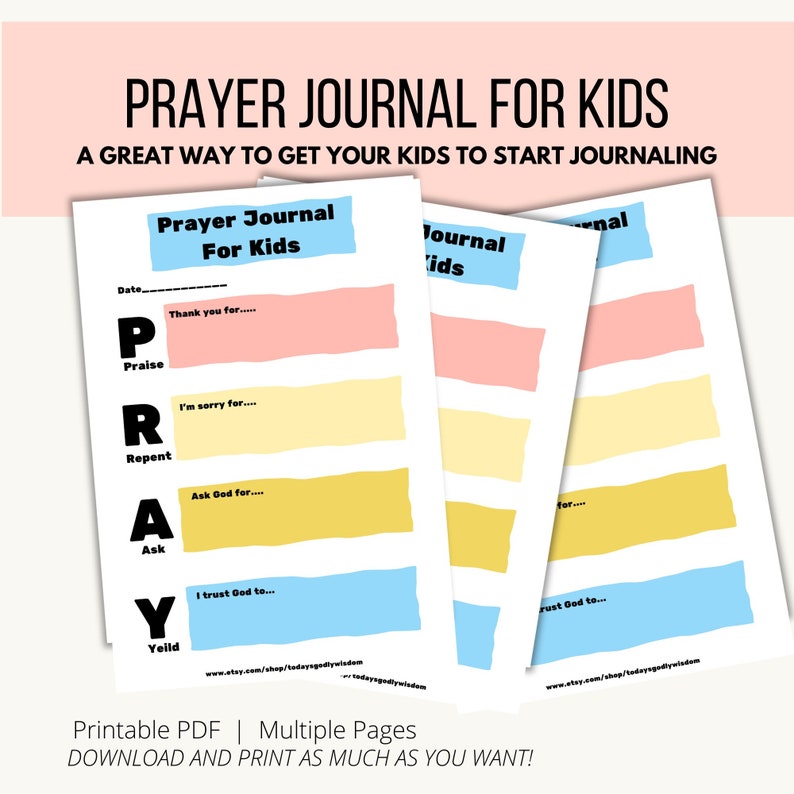 Prayer Journal for Kids Printable Christian Journal - Etsy