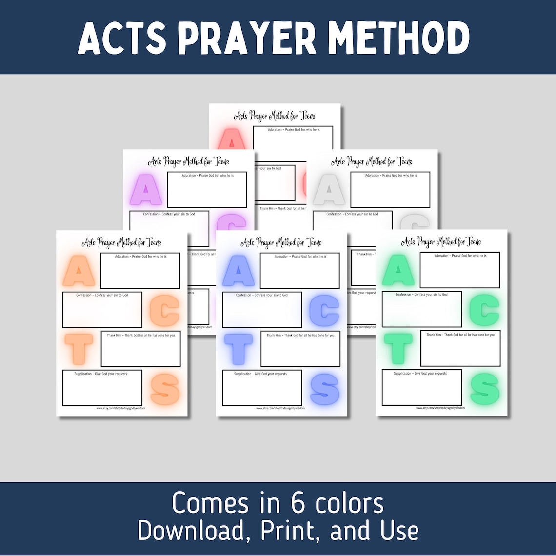 Teen Prayer Journal Template Printable Acts Method Worksheet for Teens Christian Youth Faith ...