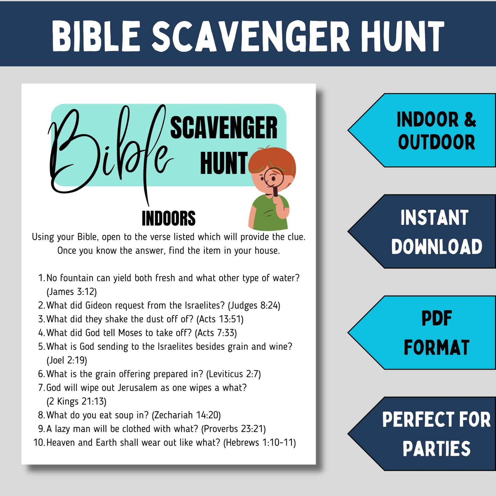 Bible Scavenger Hunt for Kids Sunday School Treasure Hunt Printable for ...