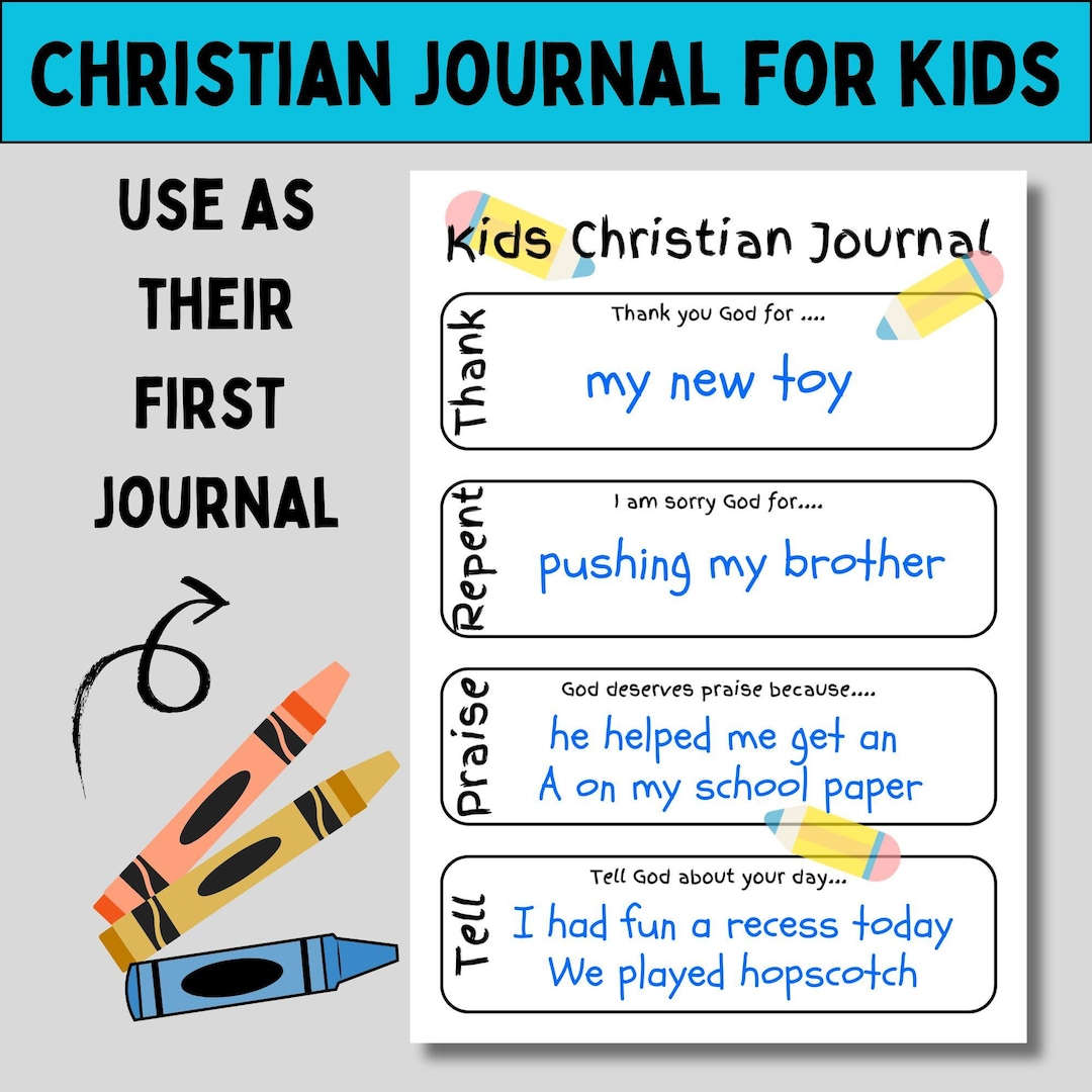 Childrens Prayer Journal Printable Template Sunday School Christian ...