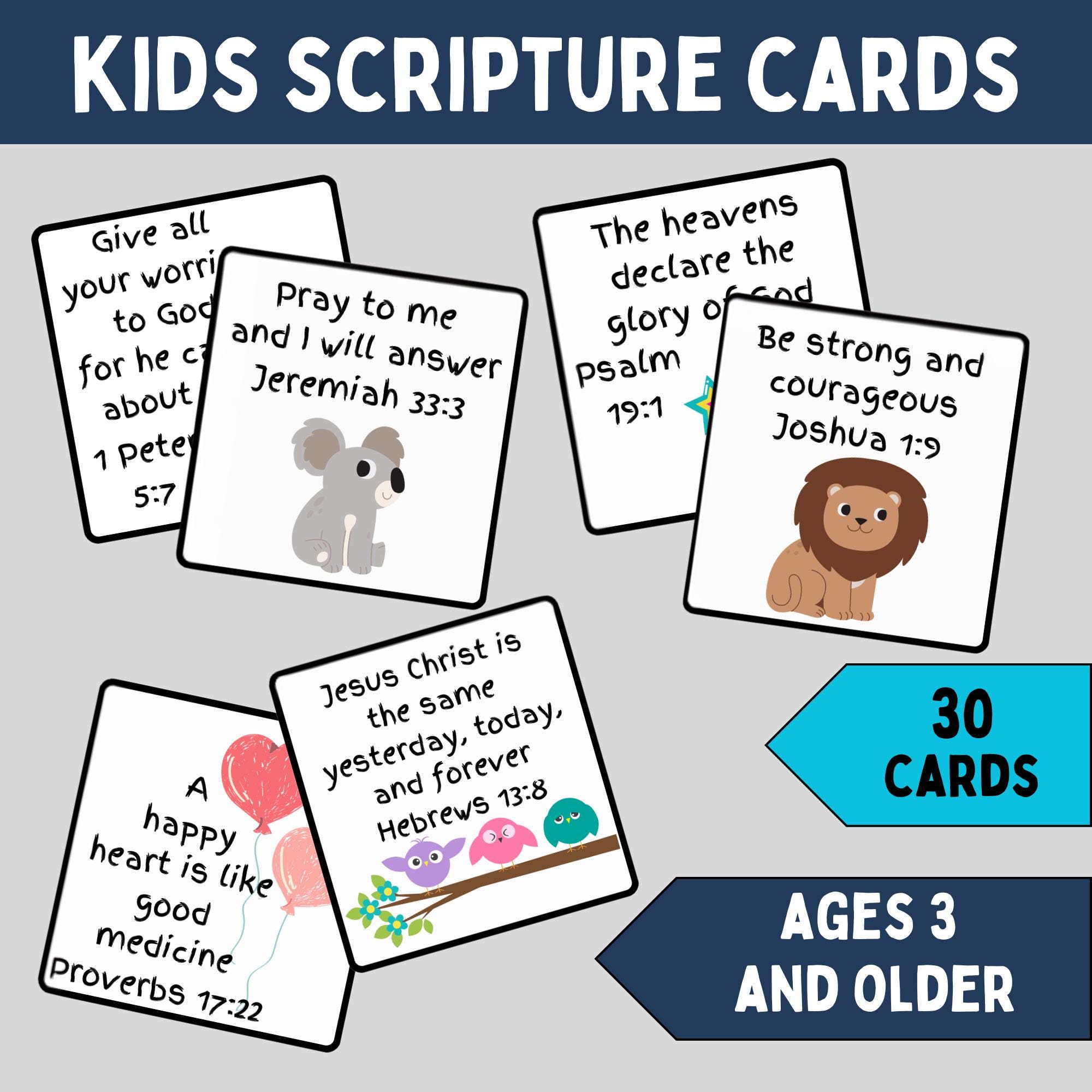Kids Scripture Memory Cards With Bible Verses for Kids Lunch Box Cards ...