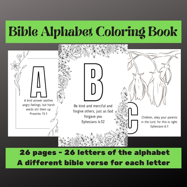Bible Verse Coloring Pages ABC Coloring Pages Printable - Etsy