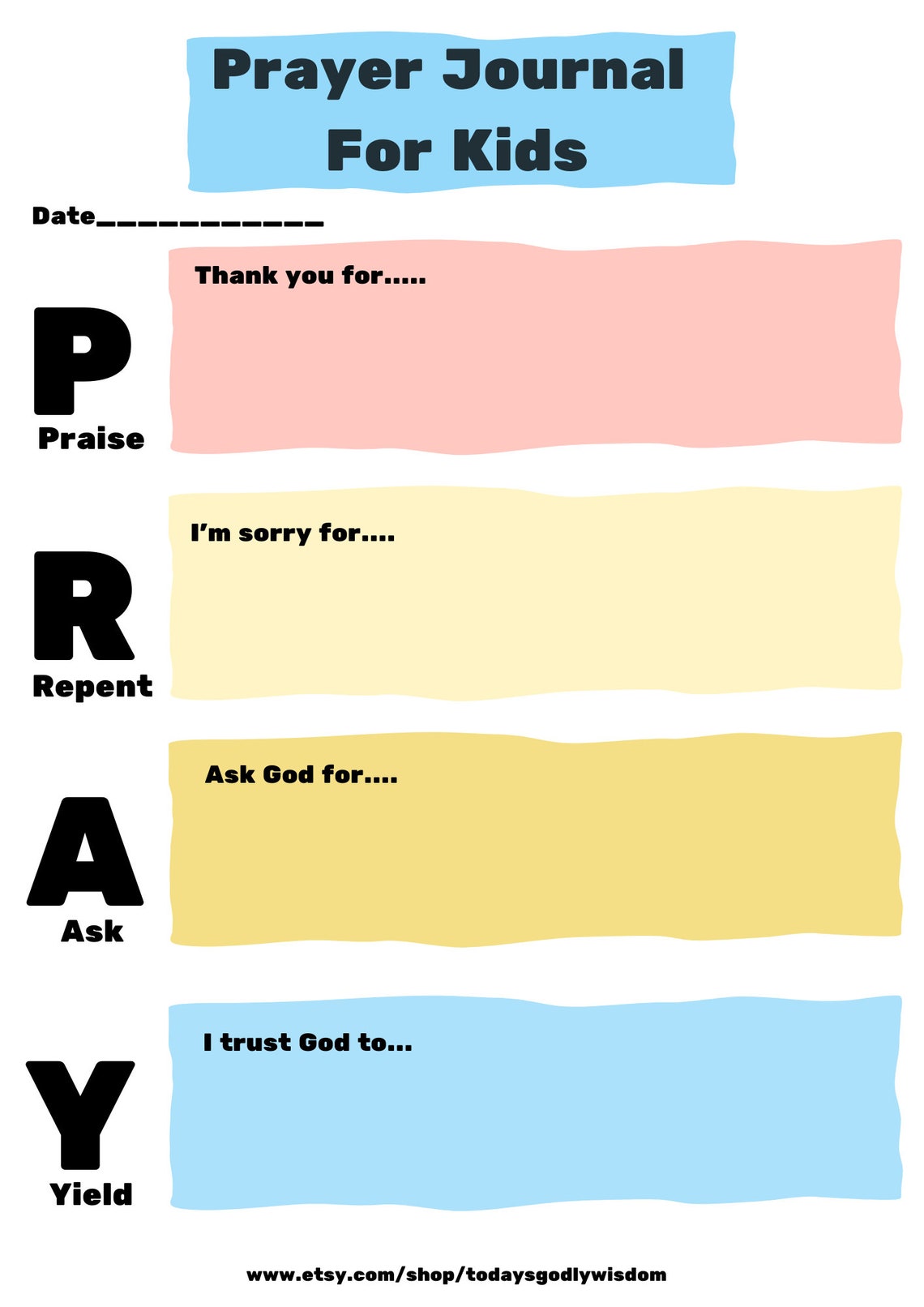 Prayer Journal for Kids Printable, Christian Journal, Printable Journal ...
