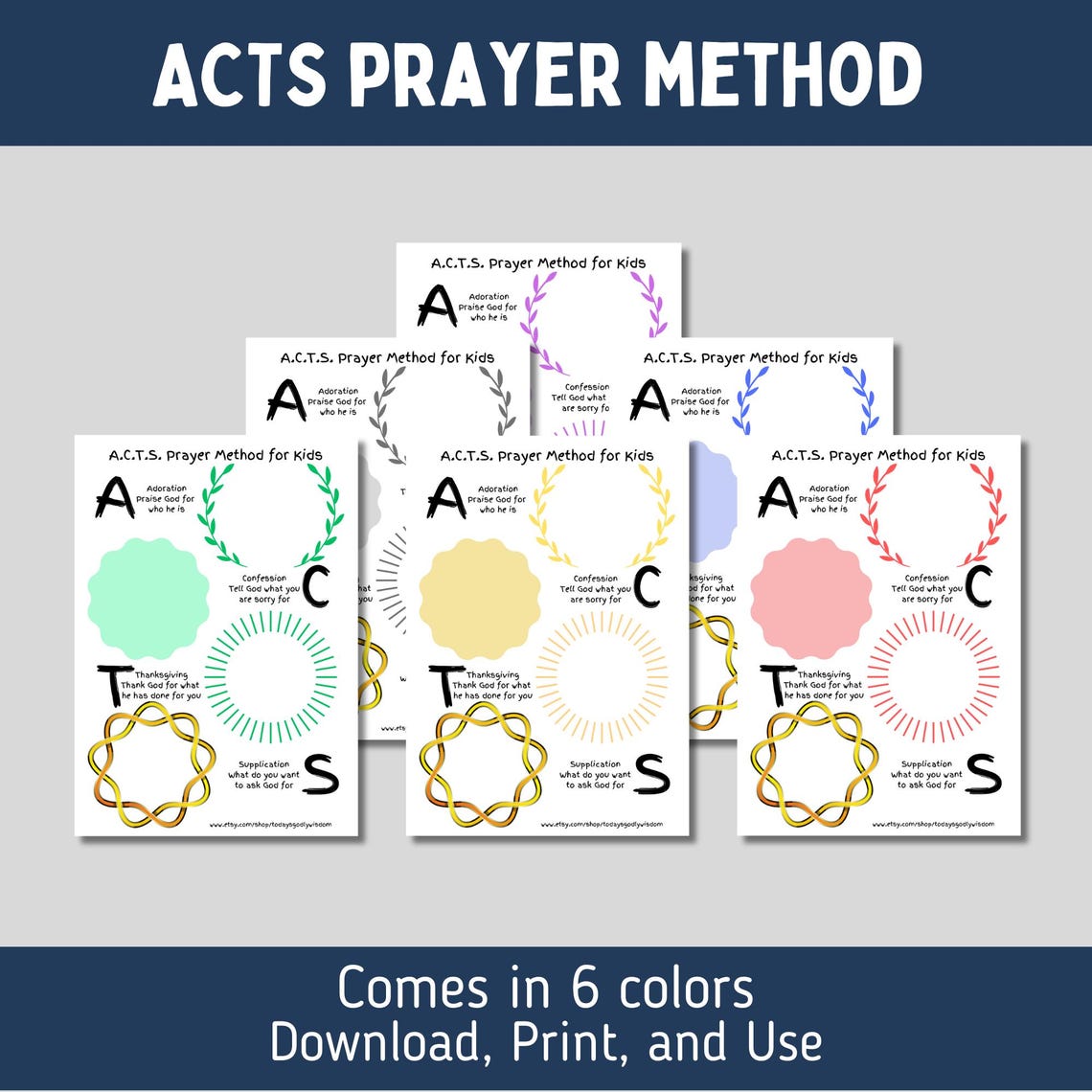 ACTS Prayer Method Worksheet for Kids Printable ACTS Method Template ...