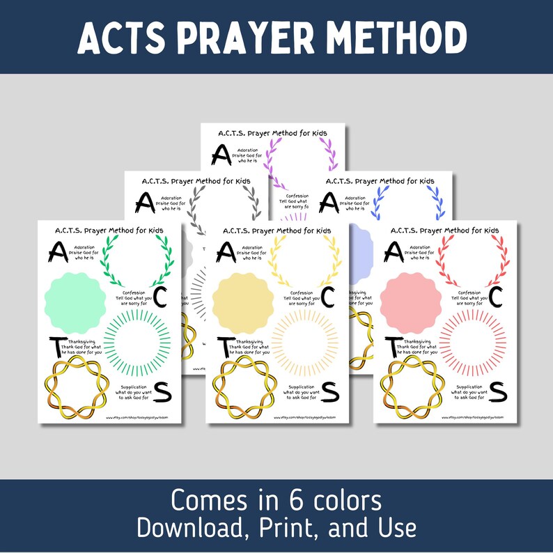 ACTS Prayer Method Worksheet for Kids Printable ACTS Method Template ...