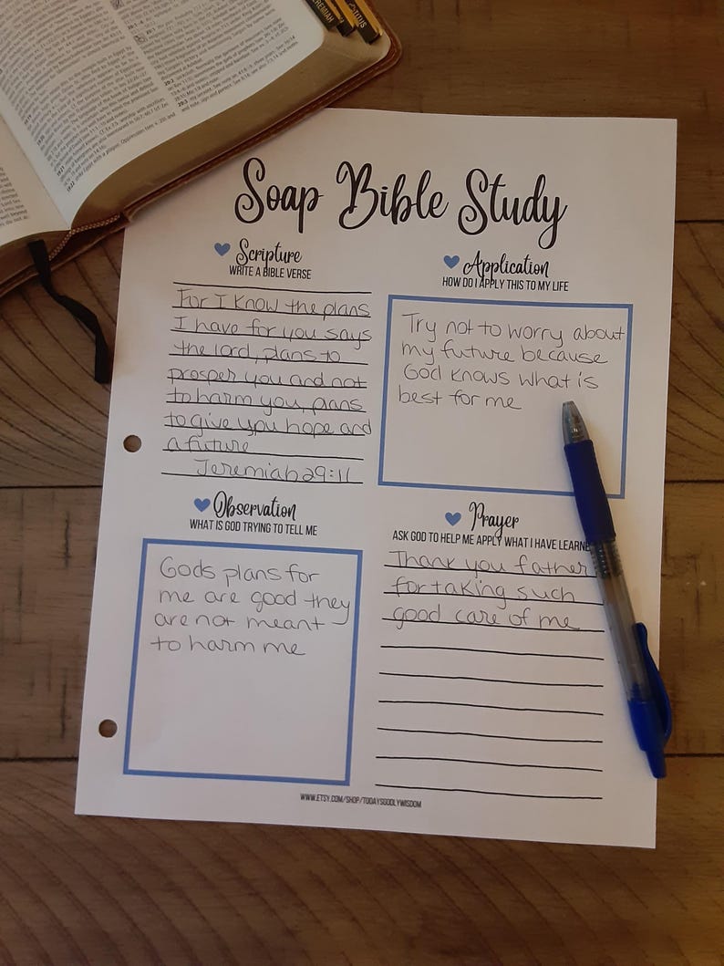 SOAP Bible Study Printable for Adults Bible Reading Plan Using SOAP ...