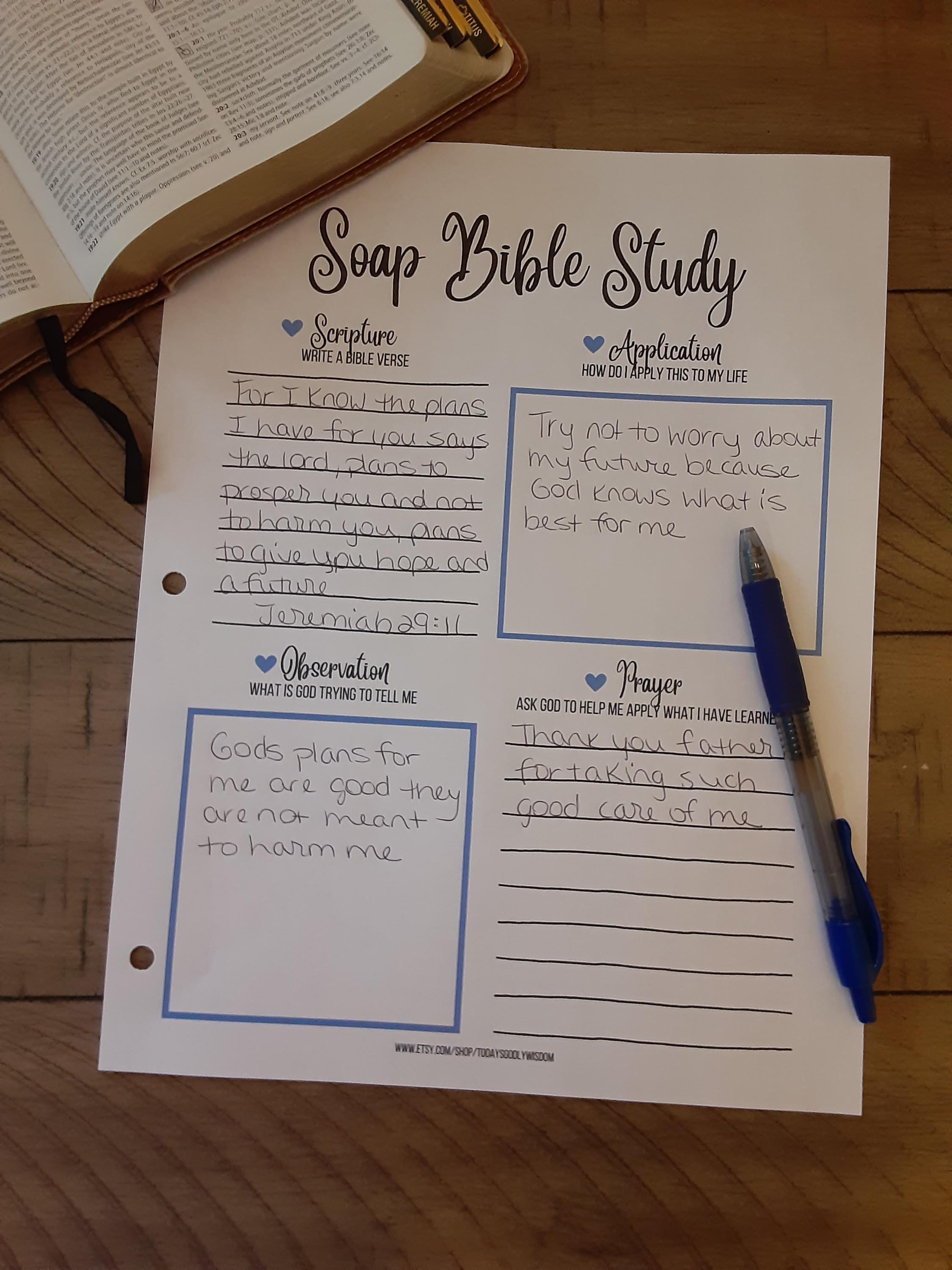 SOAP Bible Study Printable for Adults Bible Reading Plan Using SOAP ...