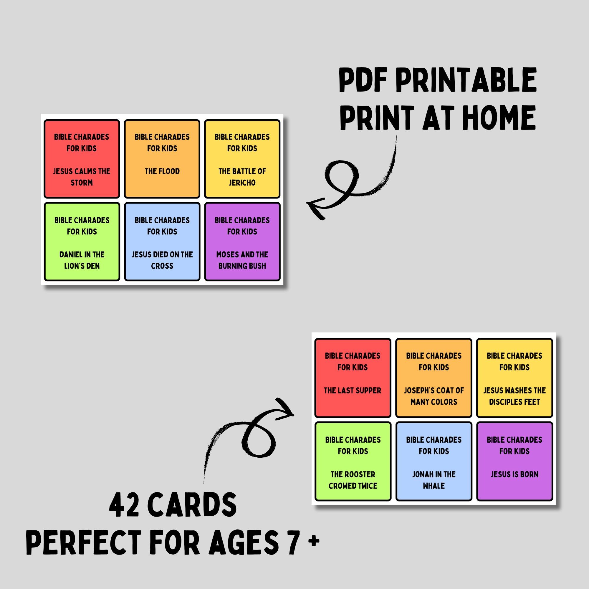 Printable Bible Charades for Kids Church Activities Youth Bible Game ...