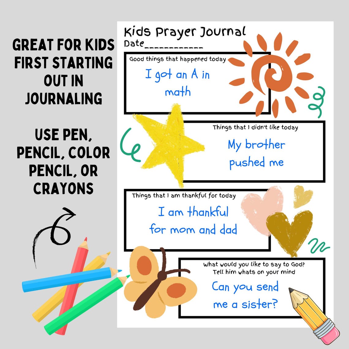 Printable Prayer Journal for Kids Christian Journal Pages for Youth ...