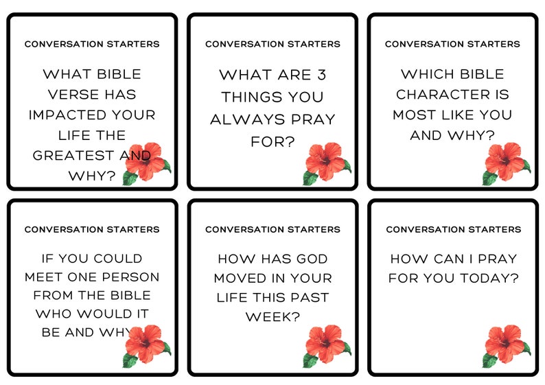 Christian Conversation Starter Cards for Couples, Couples Questions ...