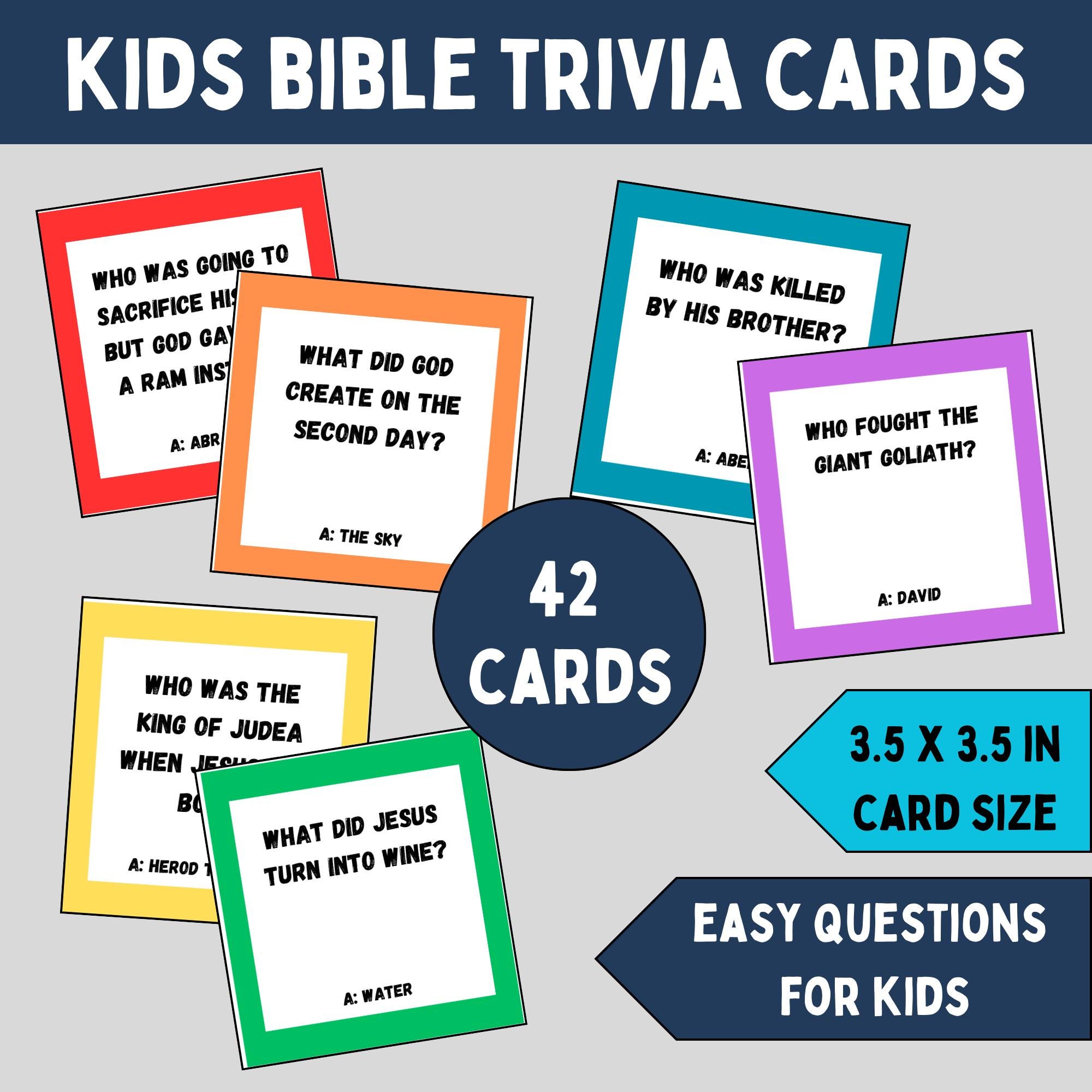 Bible Trivia Cards for Family Game Night Bible Trivia Questions With ...