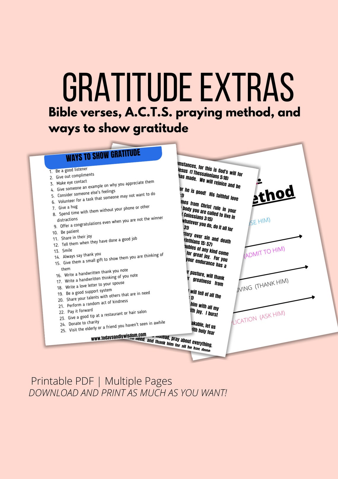 Christian Gratitude Journal Printable Bundle Mindfulness - Etsy