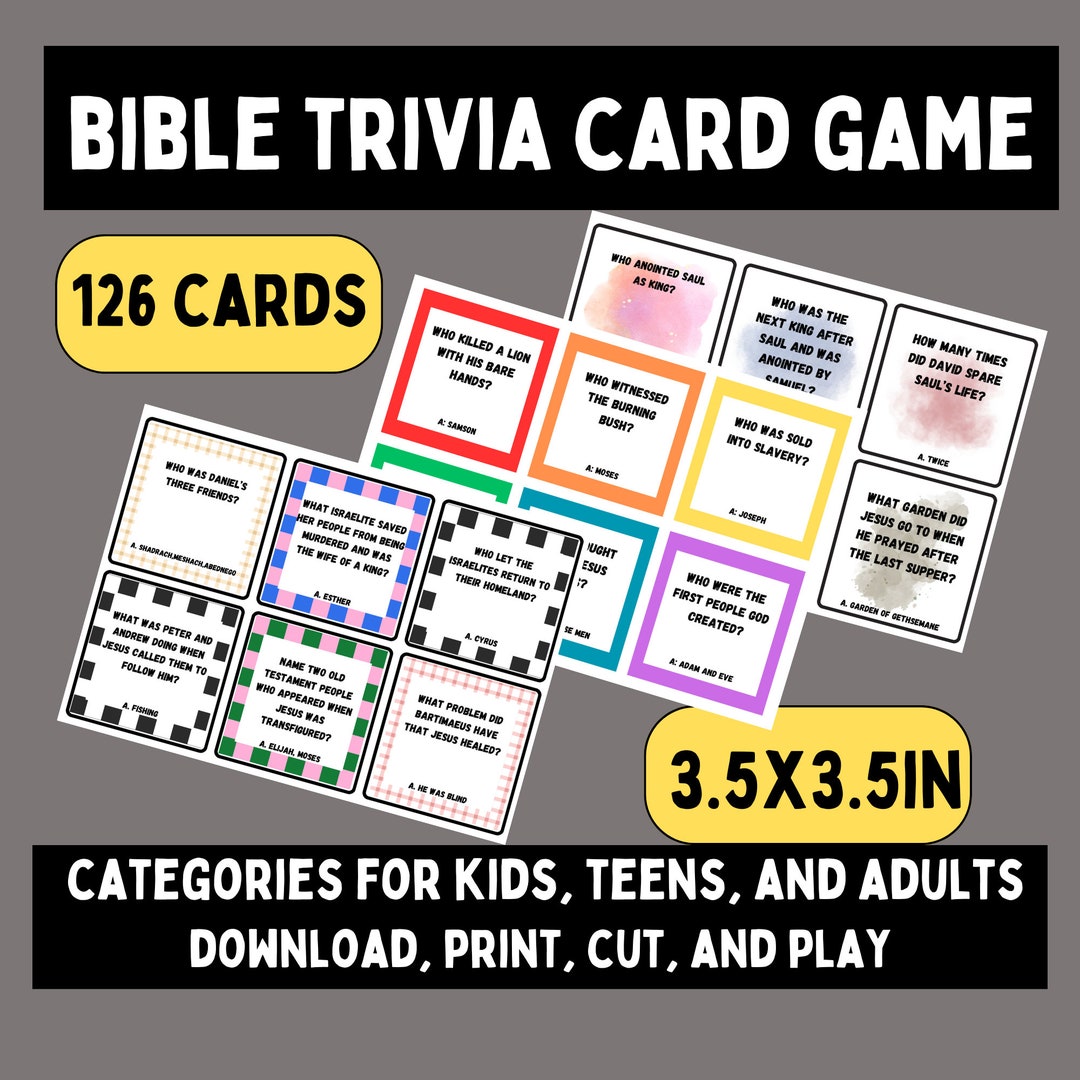Bible Trivia Cards for Family Game Night Bible Trivia Questions With ...