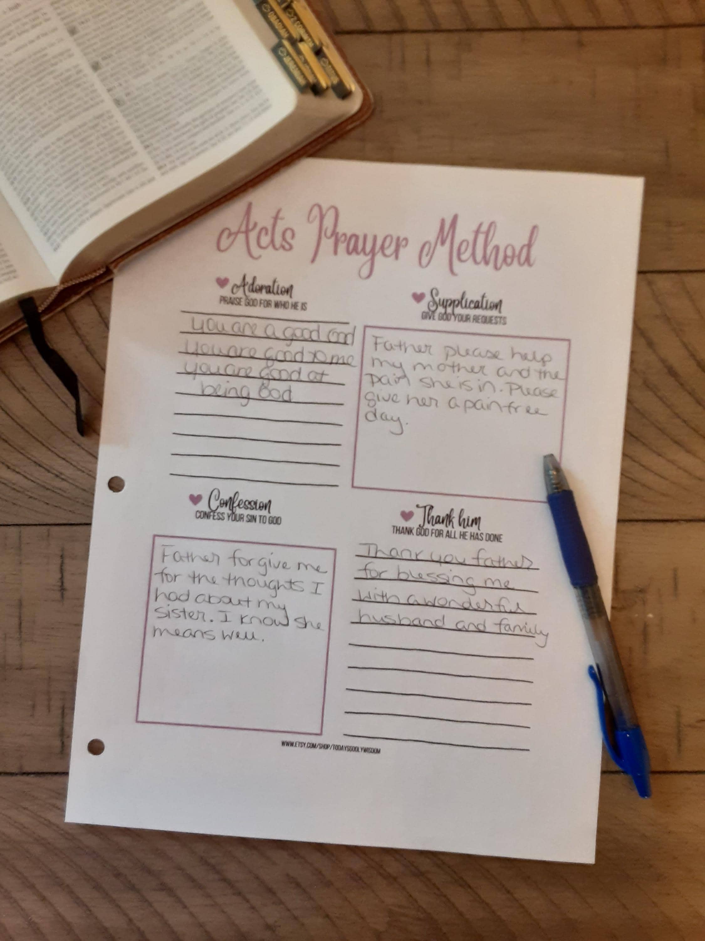 How to Pray With ACTS Method Printable ACTS Prayer Journal Pages for ...