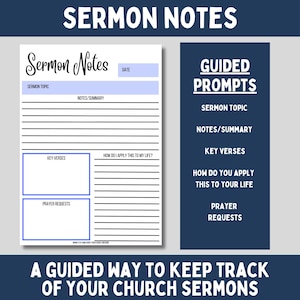 Printable Sermon Notes Template for Church Service Message Notes for ...
