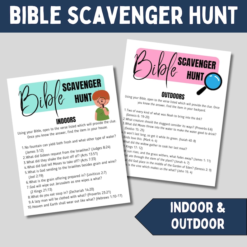 Bible Scavenger Hunt for Kids Sunday School Treasure Hunt Printable for ...