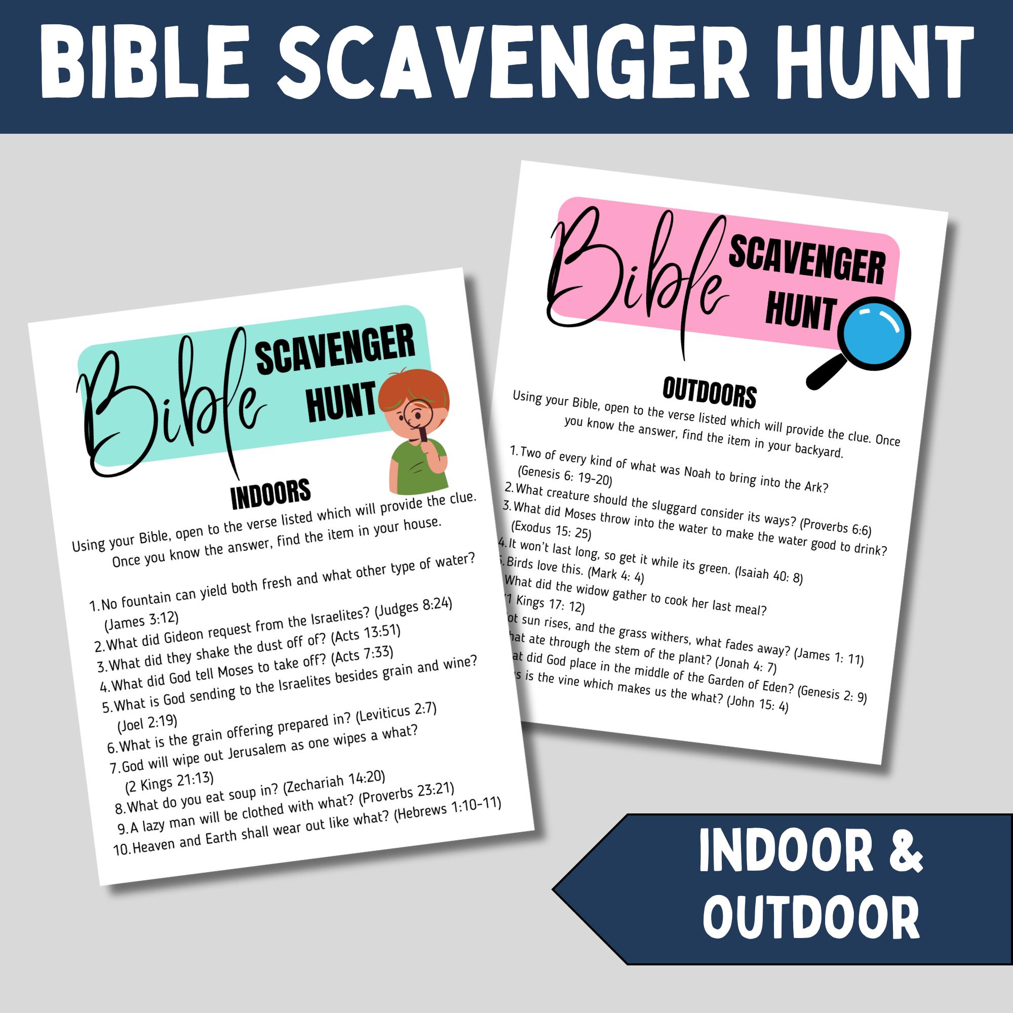 Bible Scavenger Hunt for Kids Sunday School Treasure Hunt Printable for ...