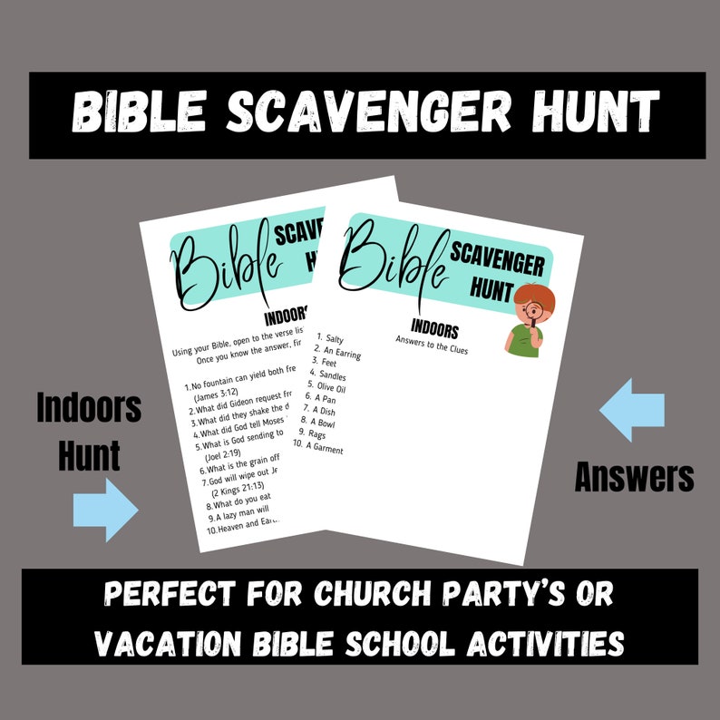 Bible Scavenger Hunt for Kids Sunday School Treasure Hunt Printable for ...