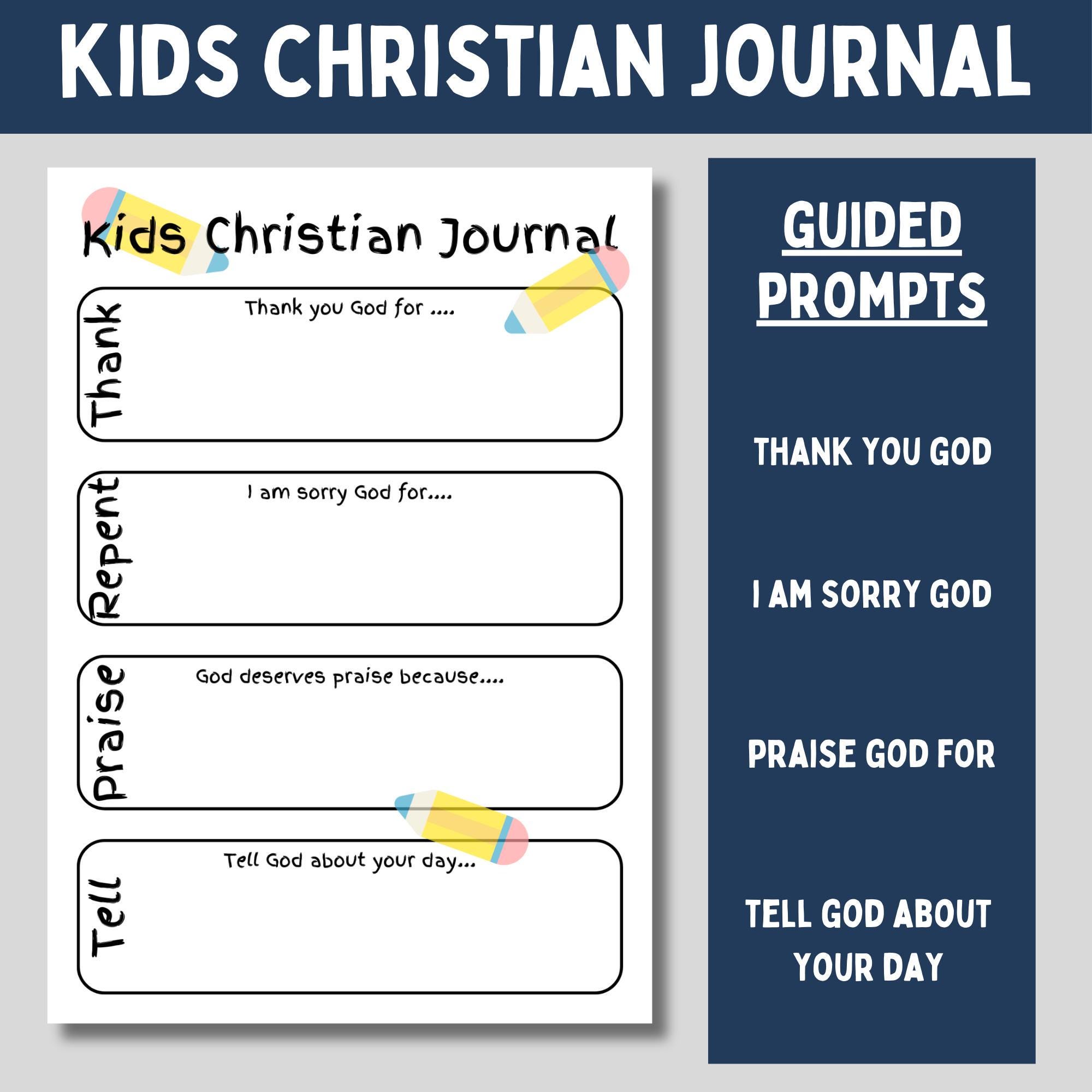 Childrens Prayer Journal Printable Template Sunday School Christian ...