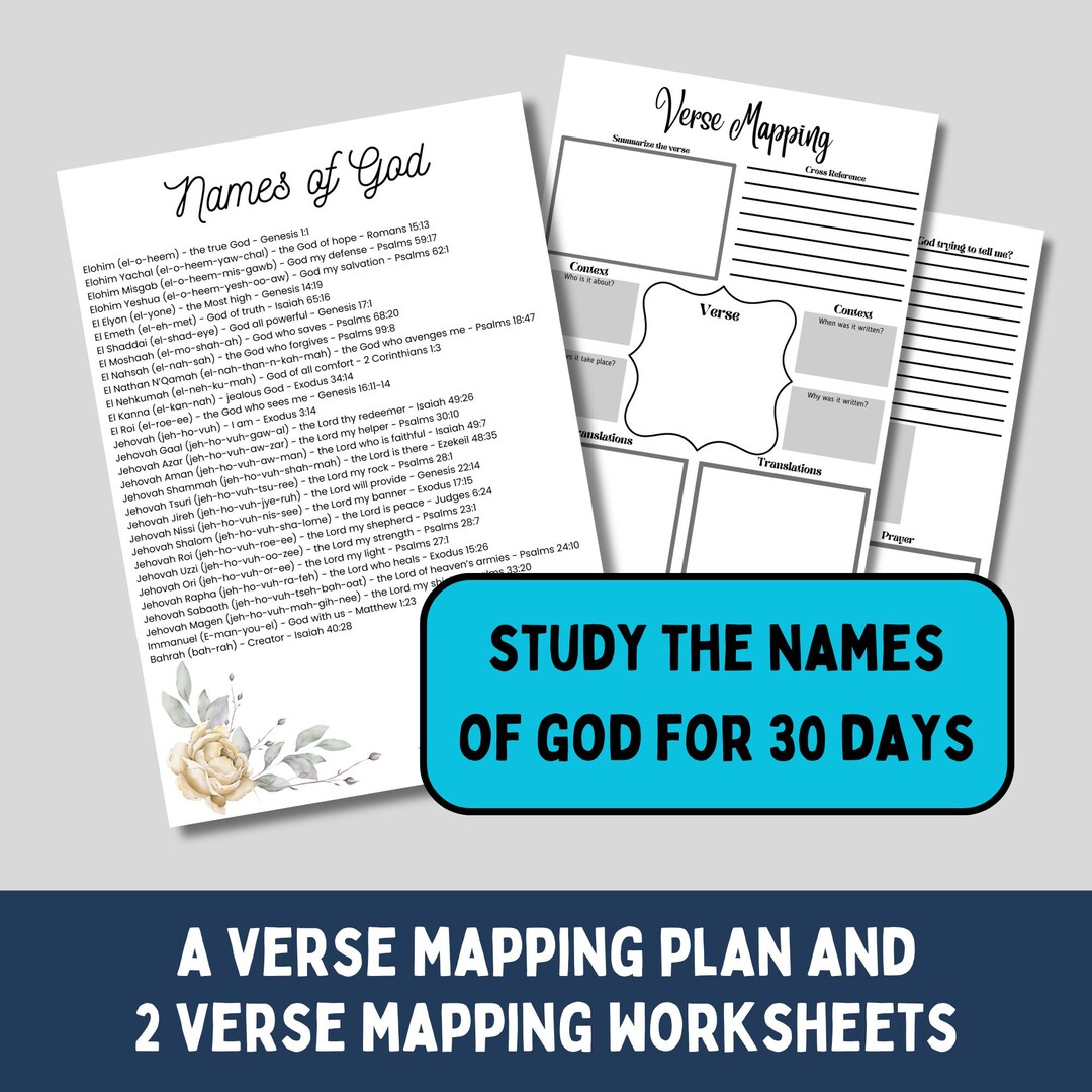 Study Names of God Printable Verse Mapping Plan for Christians Bible ...