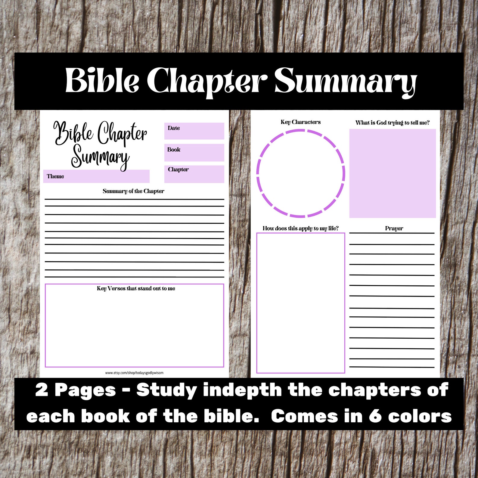 Bible Chapter Summary Template, Bible Study for Men, Women, Student ...