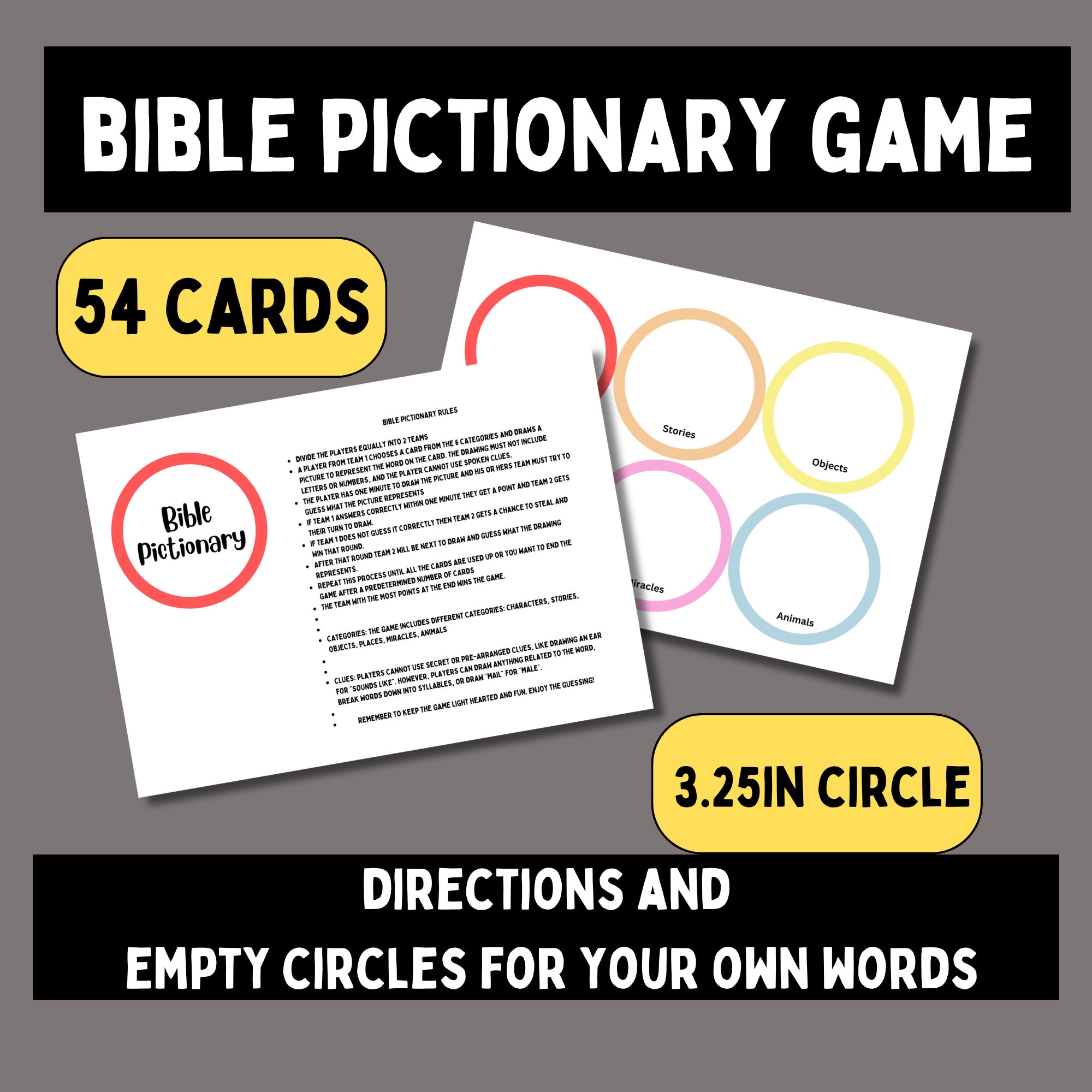Printable Bible Pictionary Cards, Bible Games for Adults, Bible Games ...