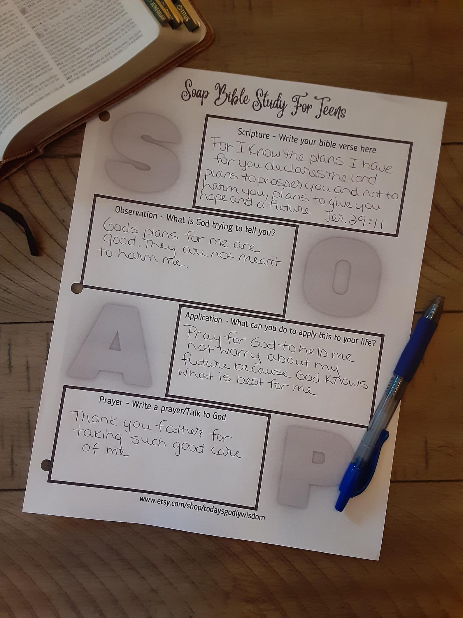 Soap Bible Study Guide for Teens Printable Bible Journal With SOAP ...