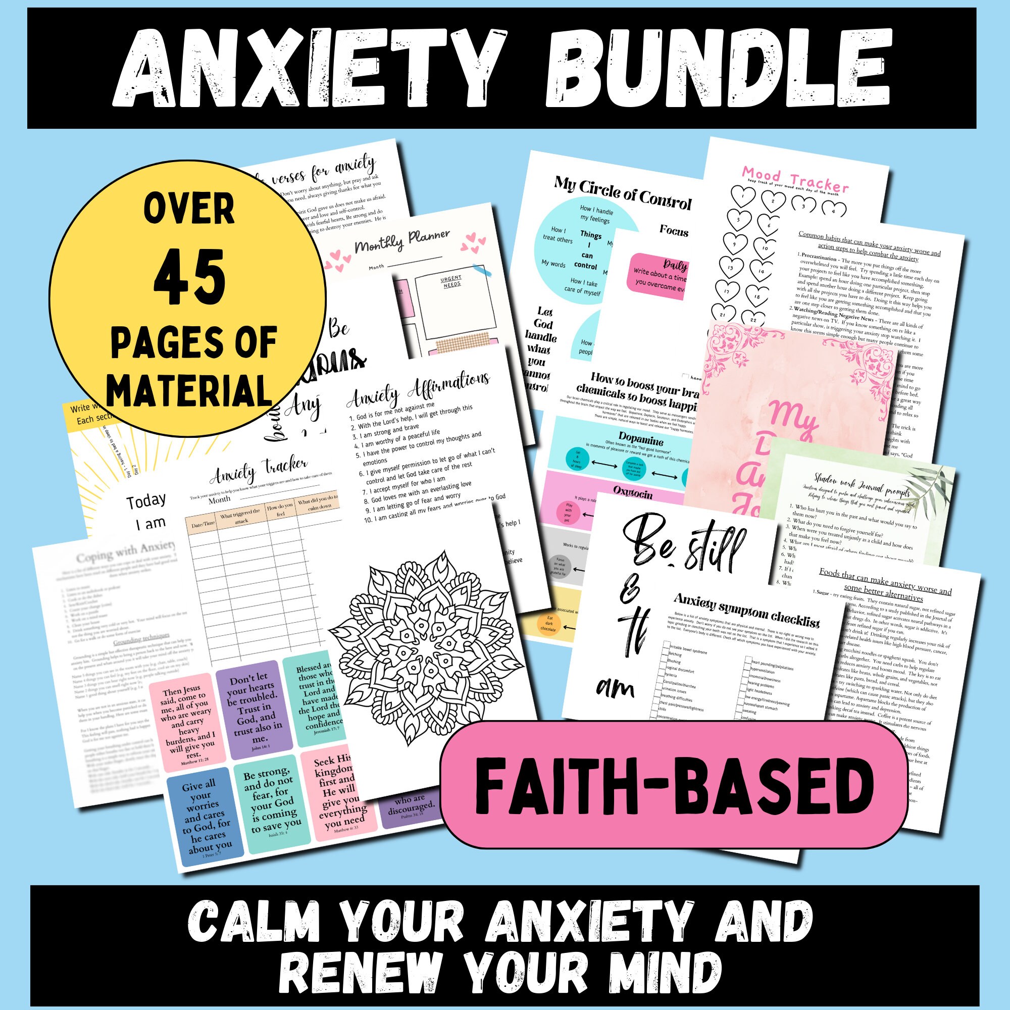 Christian Anxiety Journal Printable, Bible Verses for Anxiety, Anxiety ...
