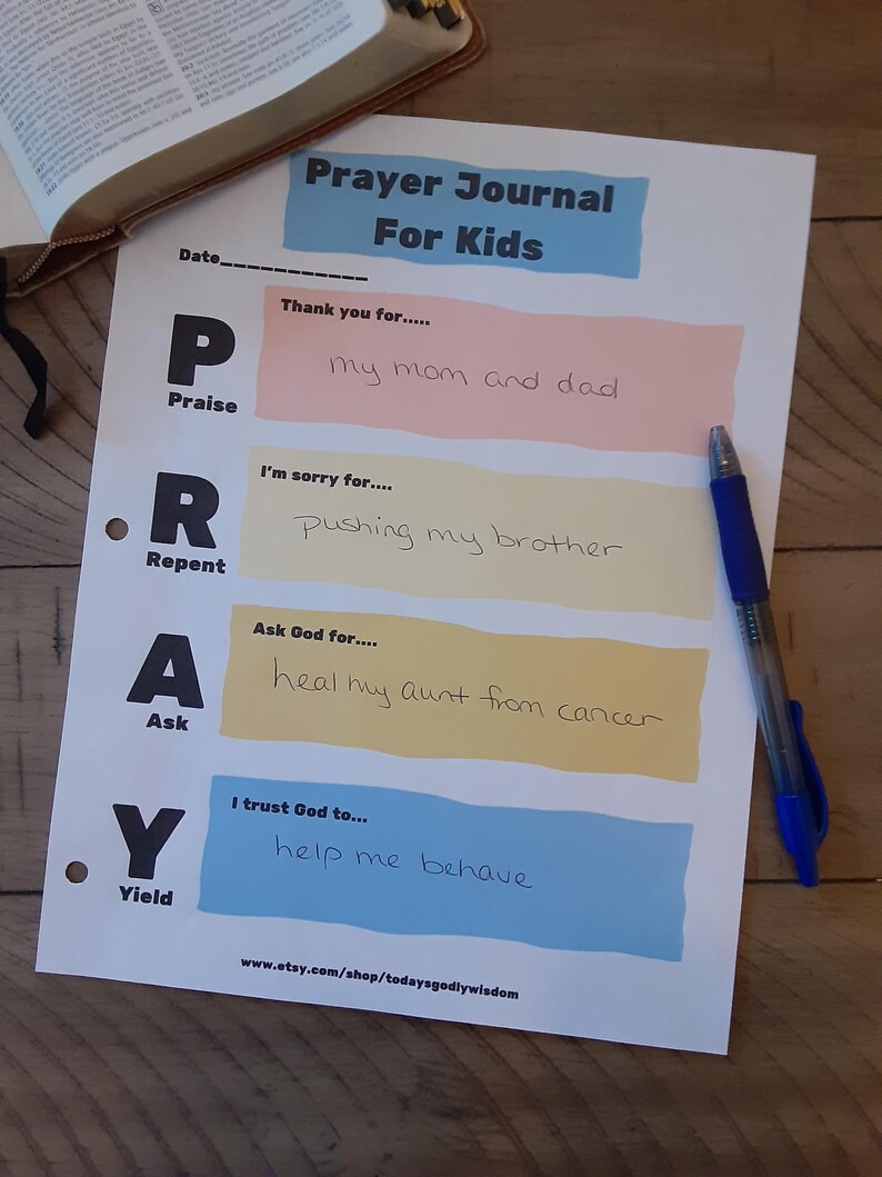 Printable Journal Template for Kids Guided Prayer Journal Pages for ...