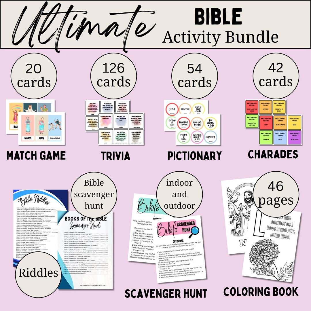 Bible Games Bundle Kids Sunday School Activity Ideas Printable ...