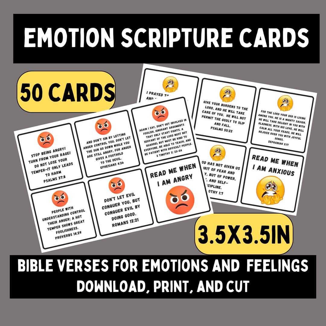 Bible Verses for Emotions and Feelings, Emotion Cards With Bible Verse ...