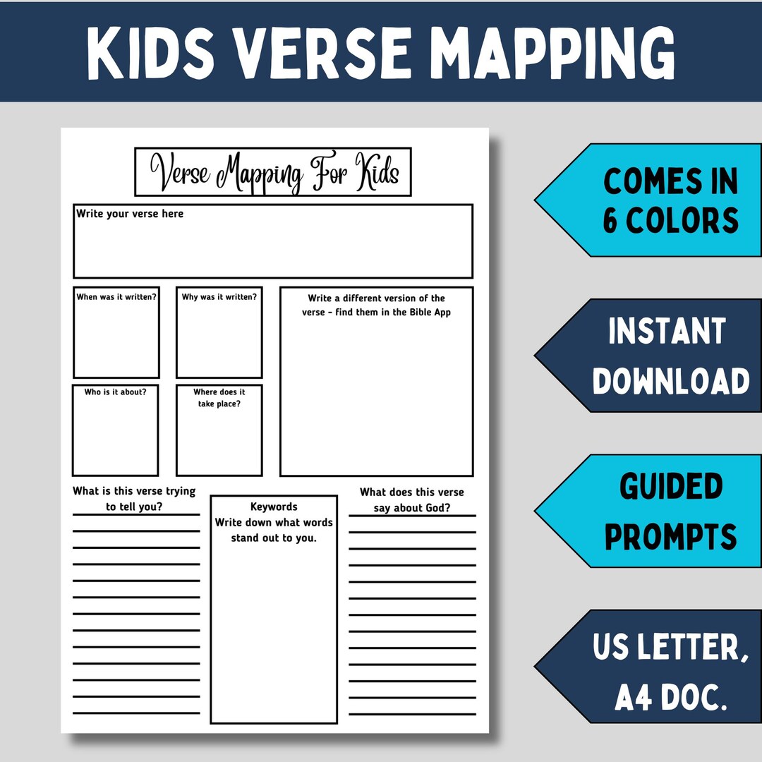 Kids Verse Mapping Template for Bible Study Journaling Scripture Study ...