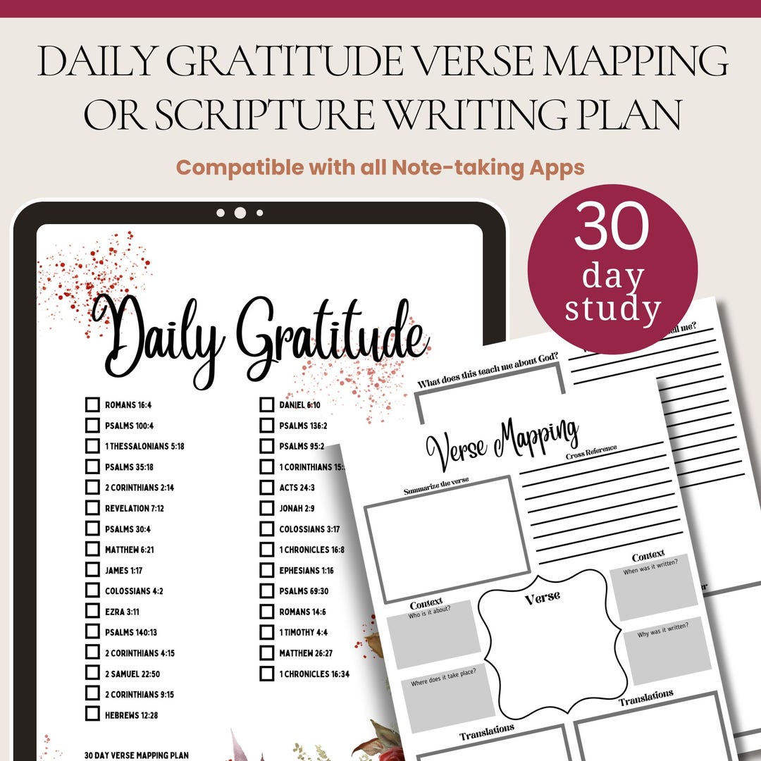 Gratitude Scripture Writing Plan for Bible Study Printable Christian ...