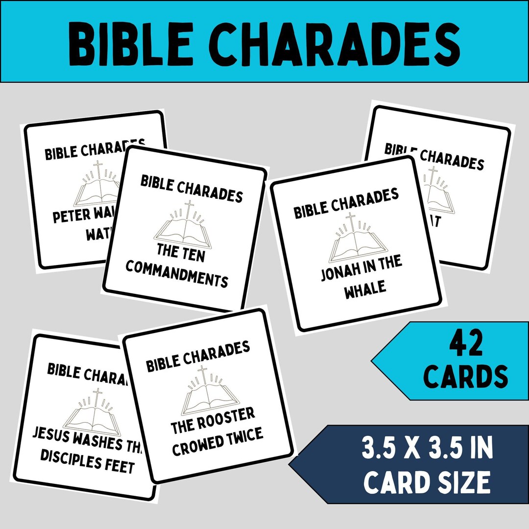 Bible Charades Printable Game Youth Group Church Activity Kids Family ...