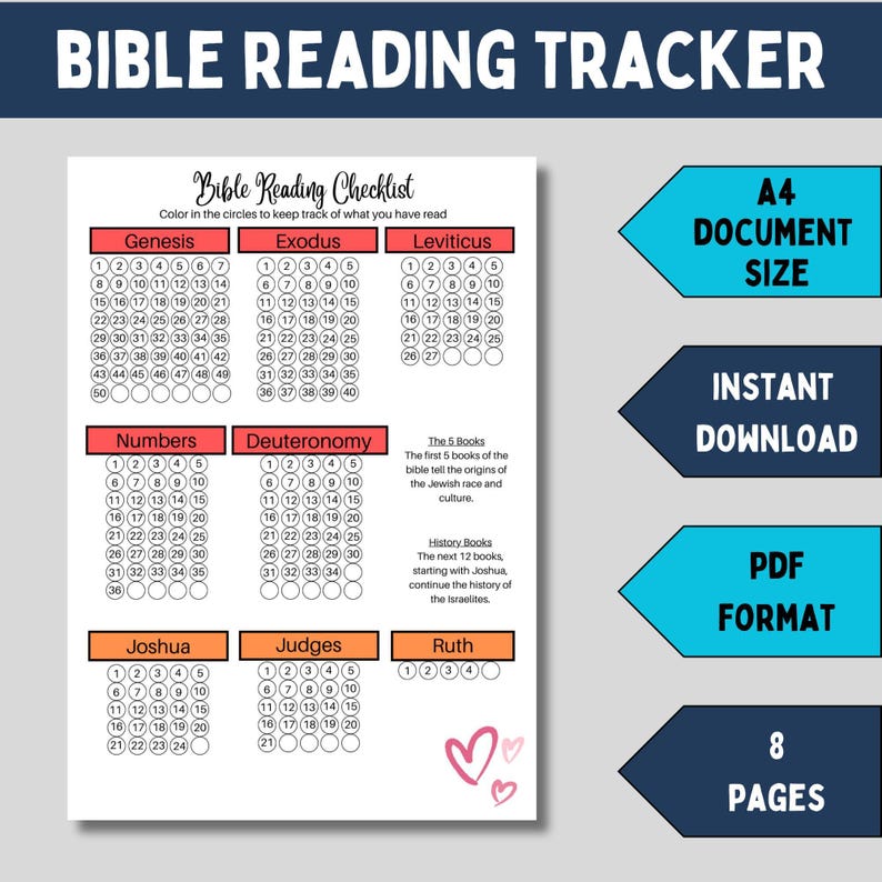 Bible Reading Tracker Printable Scripture Checklist Christian Devotion ...