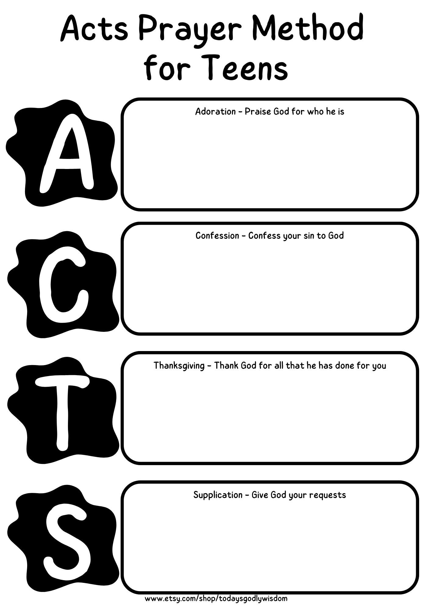 Acts Prayer Model, Christian Journal, Prayer Journal for Teens, Acts ...