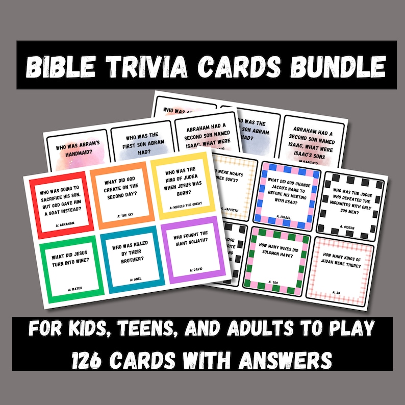 Bible Trivia Cards, Family Game Night, Bible Games for Adults, Sunday ...
